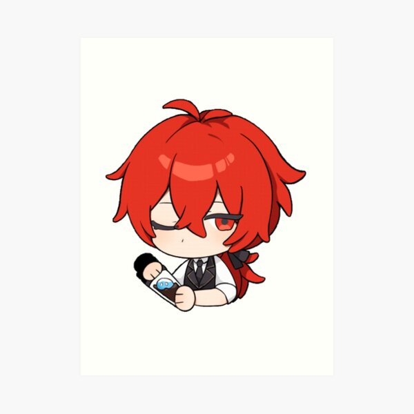 "Chibi Diluc Genshin Impact Fanart Bartender Diluc Merch Genshin ...