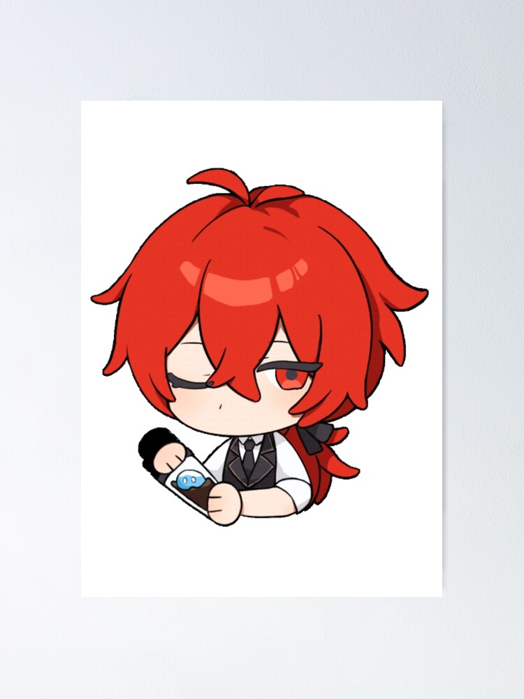 "Chibi Diluc Genshin Impact Fanart Bartender Diluc Merch Genshin ...