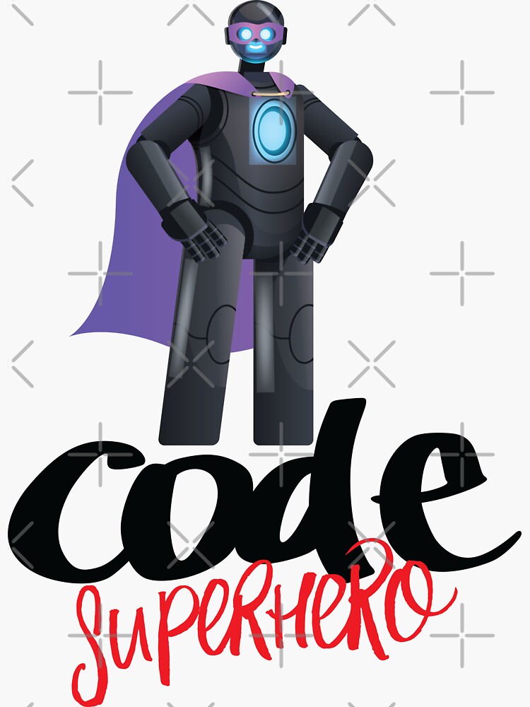 "Code Superhero Cartoon" Sticker for Sale by ProjectRobotics | Redbubble