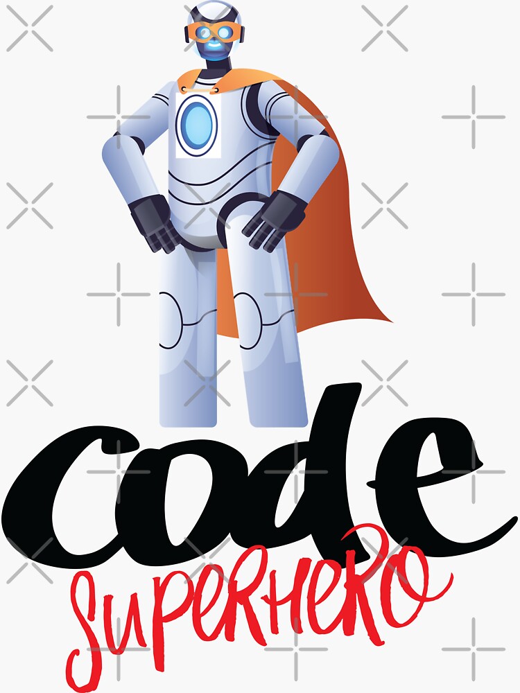 "Code Superhero Cartoon" Sticker for Sale by ProjectRobotics | Redbubble