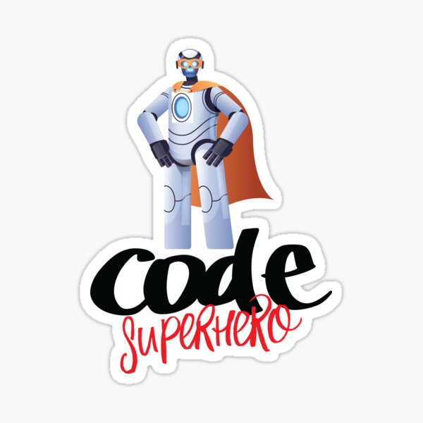 "Code Superhero Cartoon" Sticker for Sale by ProjectRobotics | Redbubble