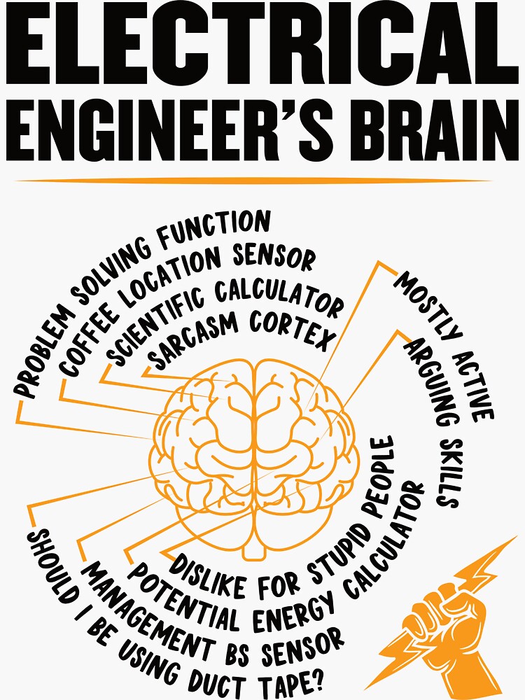 "Electrical Engineer's Brain Electrical Engineering Funny Electrical Engineer" Sticker for Sale ...