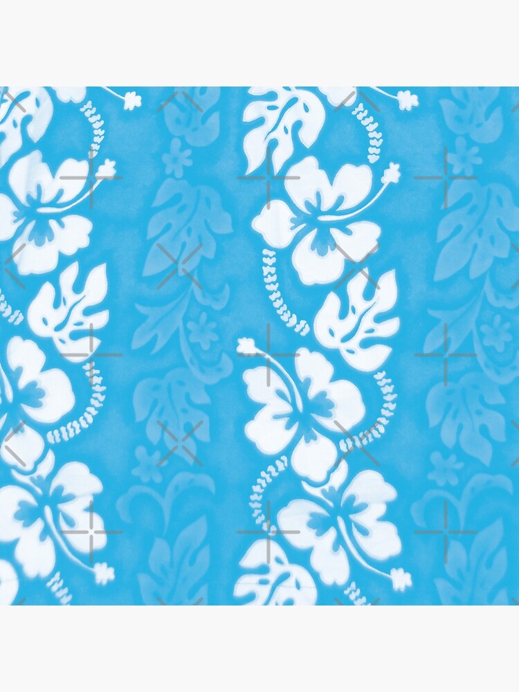 "Tropical Aqua Blue White Hawaiian Shirt Hibiscus Pattern" Art Print ...