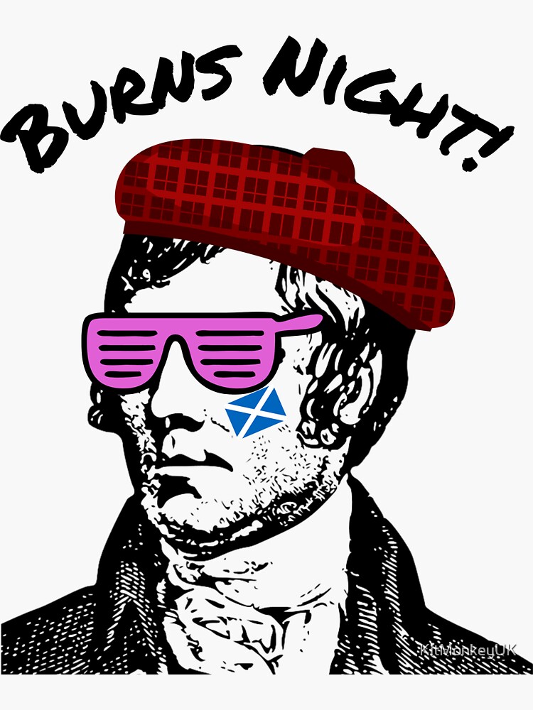"BURNS NIGHT" Sticker for Sale by KitMonkeyUK | Redbubble