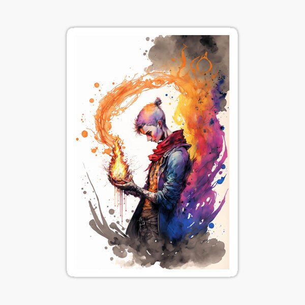 "fire mage 006" Sticker for Sale by agu-photos | Redbubble