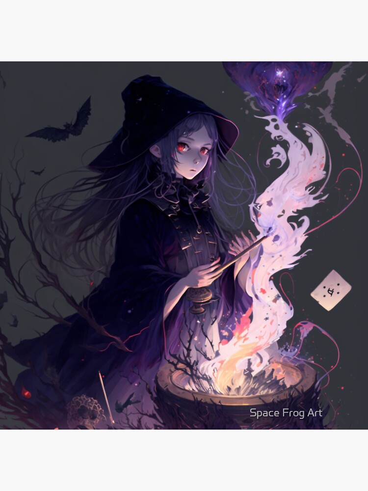 "The Dark Witch's Conjuring" Sticker for Sale by Space Frog Art ⭐⭐⭐⭐⭐ ...