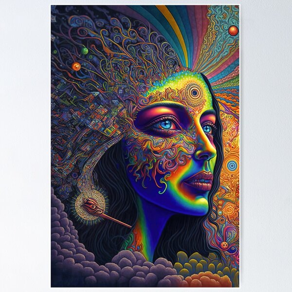 "Psychedelic DMT trip third eye hallucination illustration" Poster for ...