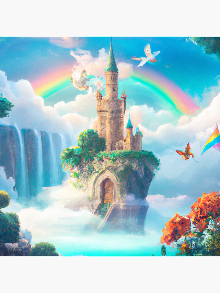 "A beautiful digital painting of a castle in heaven" Sticker for Sale ...