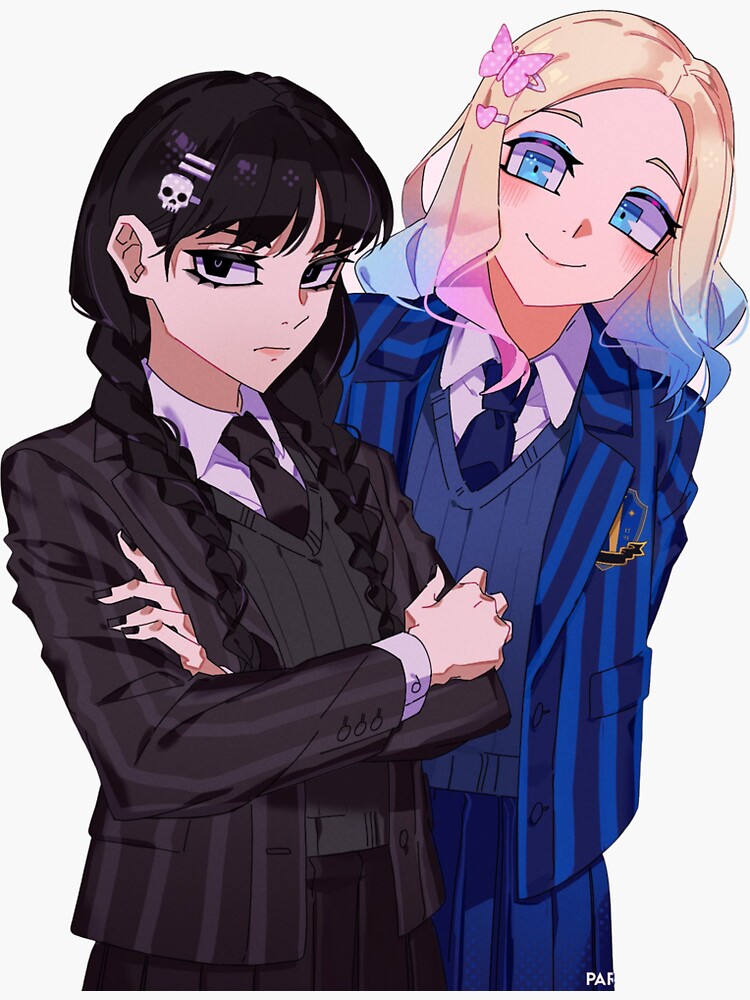"Wednesday Addams and Enid" Sticker for Sale by Artcollle | Redbubble