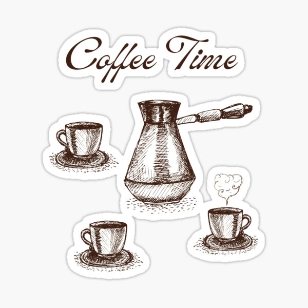 "Coffee Time. Arabic Qahwa Turkish Coffee Set" Sticker for Sale by ...