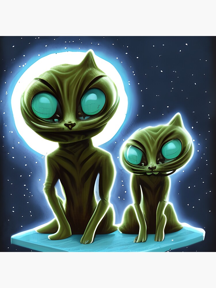 "creepy alien cats in space" Sticker for Sale by Aerofare | Redbubble