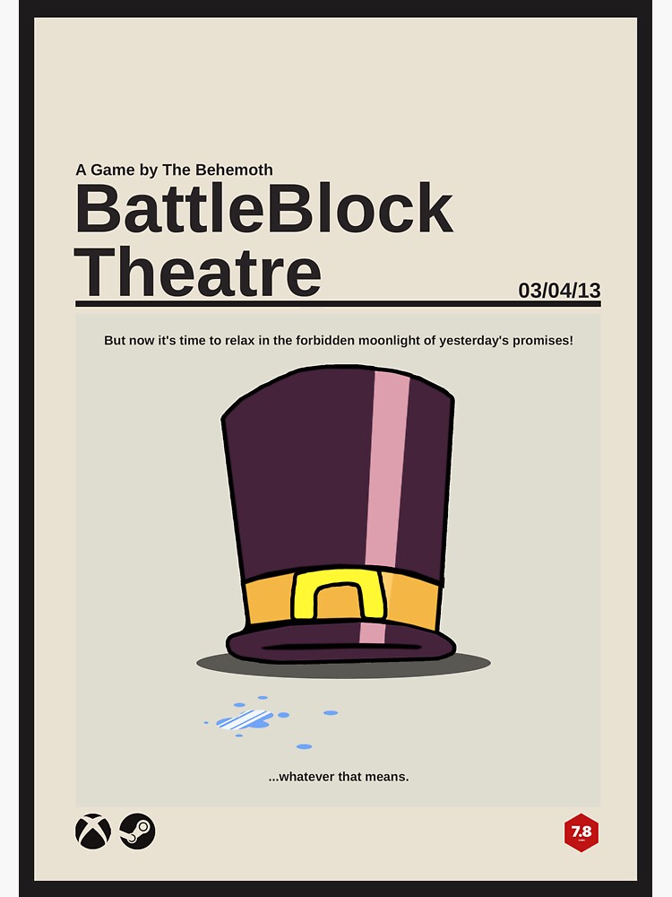"Battleblock Theatre Poster" Sticker for Sale by RatMittens | Redbubble