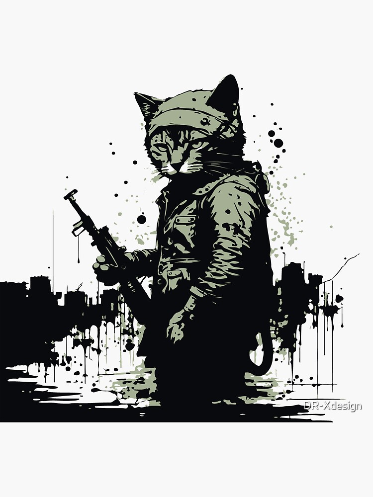 "Army cat holding gun " Sticker for Sale by DR-Xdesign | Redbubble