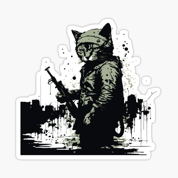 "Army cat holding gun " Sticker for Sale by DR-Xdesign | Redbubble