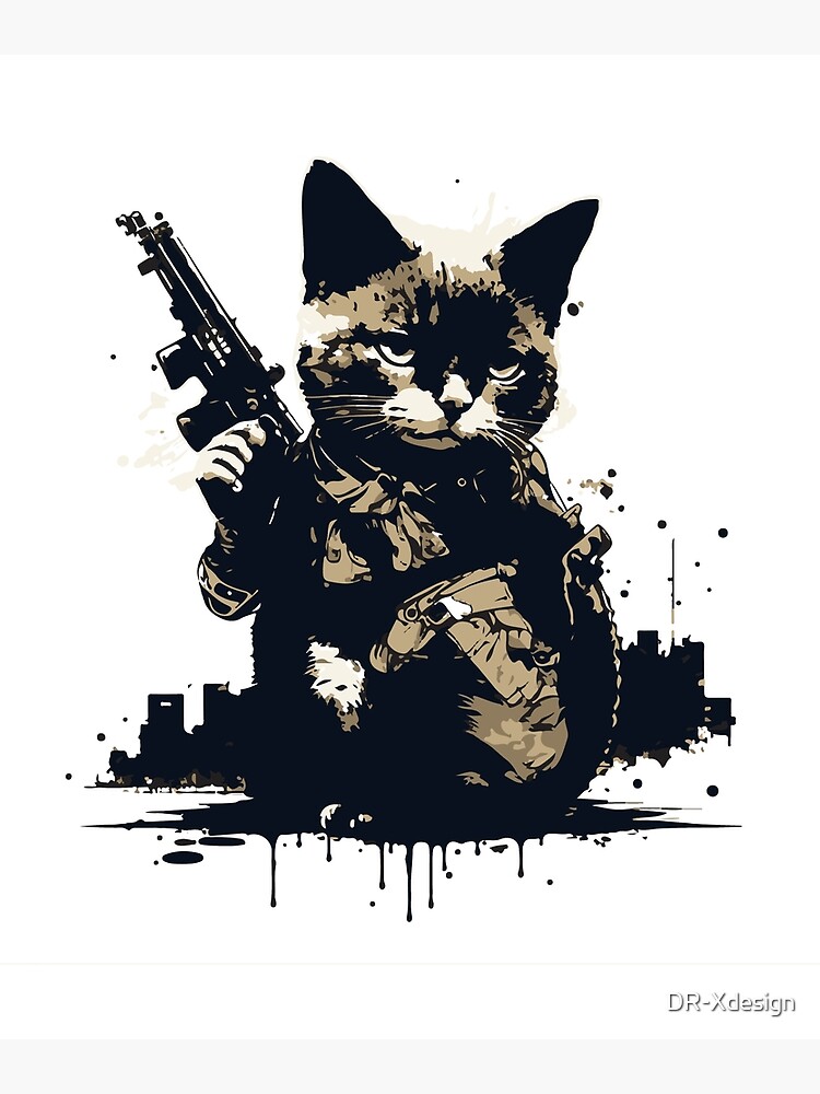 " Army cat holding gun " Poster for Sale by DR-Xdesign | Redbubble