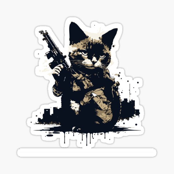 " Army cat holding gun " Sticker for Sale by DR-Xdesign | Redbubble