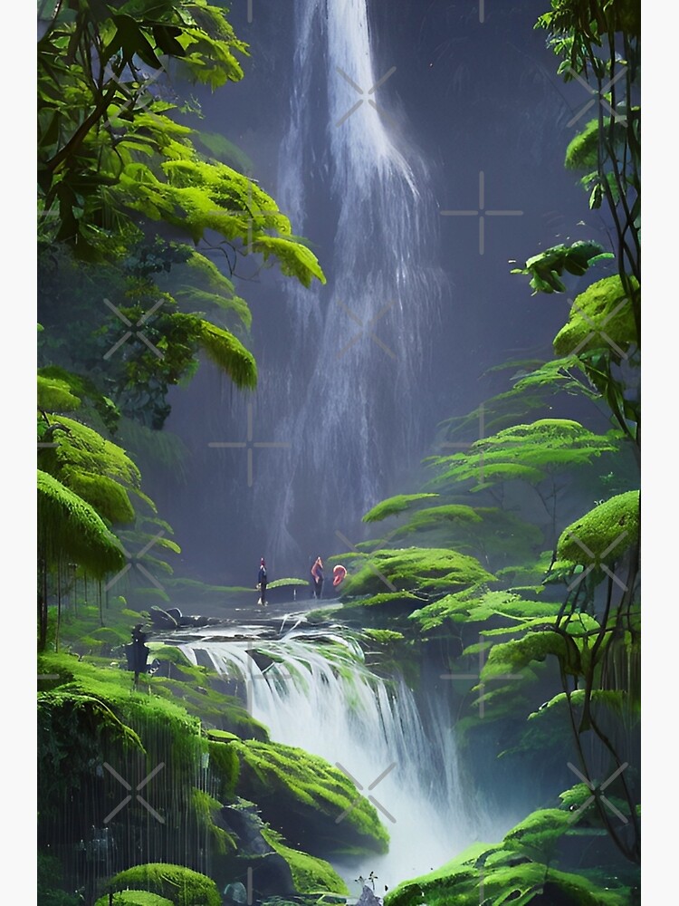 "Friends Chilling in Waterfalls in a Forest" Poster for Sale by Trendy ...