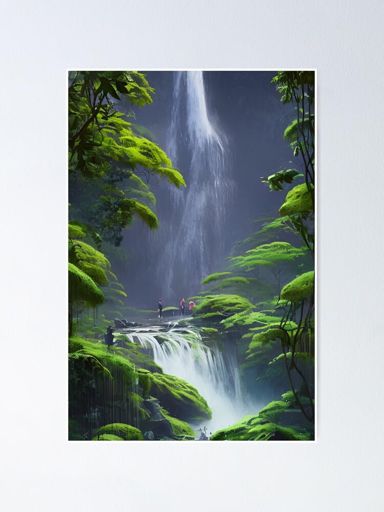 "Friends Chilling in Waterfalls in a Forest" Poster for Sale by Trendy ...