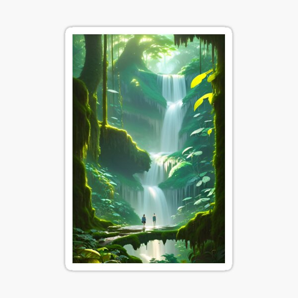 "Cute Couple in Waterfalls in a Forest" Sticker for Sale by Trendy-Now ...