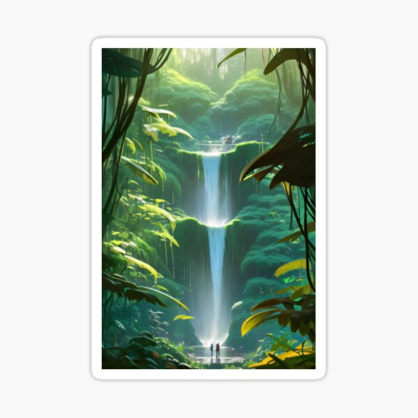 "Waterfalls in a Forest - Lovers" Sticker for Sale by Trendy-Now ...