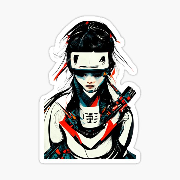 "samurai girl cyberpunk" Sticker for Sale by Deluzion | Redbubble