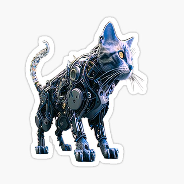 "Carlos the cyborg cat" Sticker for Sale by zmutant | Redbubble