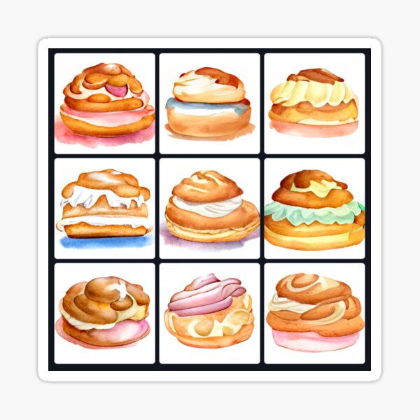 "Cream Puffs art packCr" Sticker for Sale by CinderPress | Redbubble