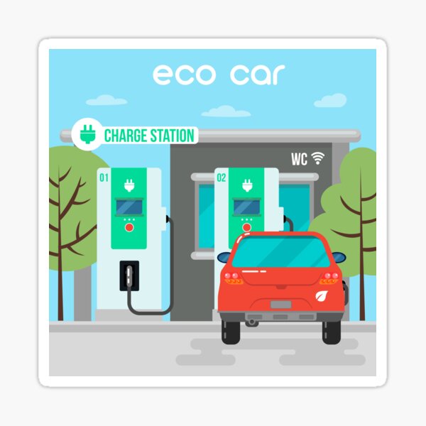 "Electric Car. Eco Car on Charging Station. Green Energy. Electric ...