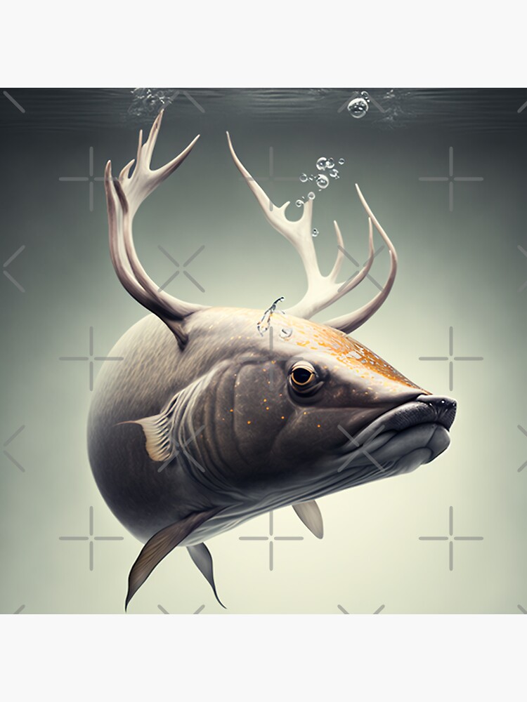 "Salmon fish with horn" Sticker for Sale by ARTificialTees | Redbubble