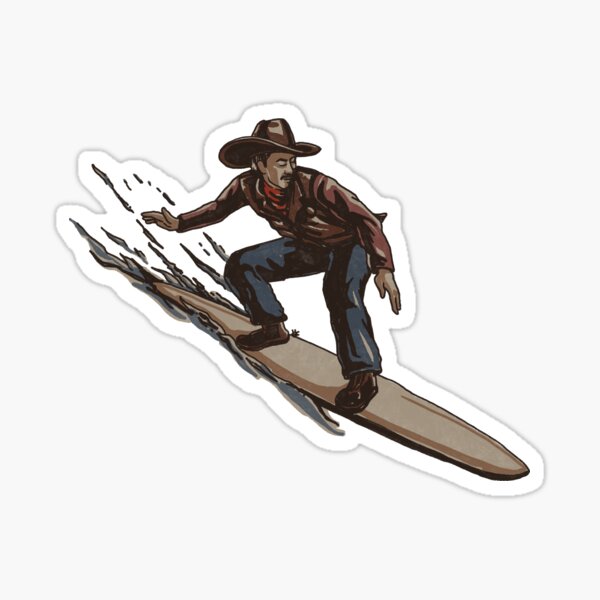 "Surfing Cowboy" Sticker for Sale by CleverILY | Redbubble