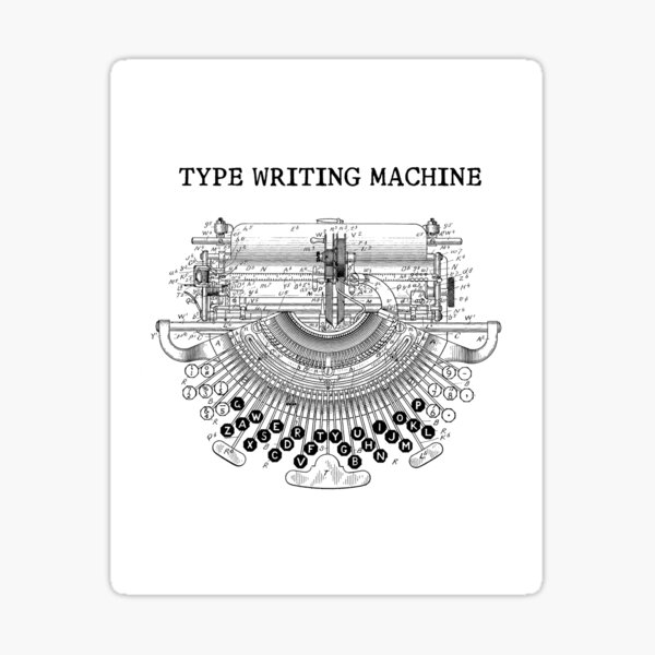 "Vintage Typewriter Patent Type Writing Machine" Sticker for Sale by ...