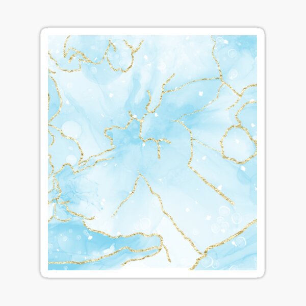 "Light blue alcohol ink with gold paint " Sticker for Sale by ...