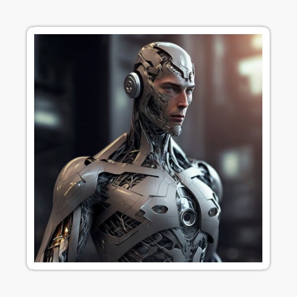"Cyborg humanoid" Sticker for Sale by ARTificialTees | Redbubble