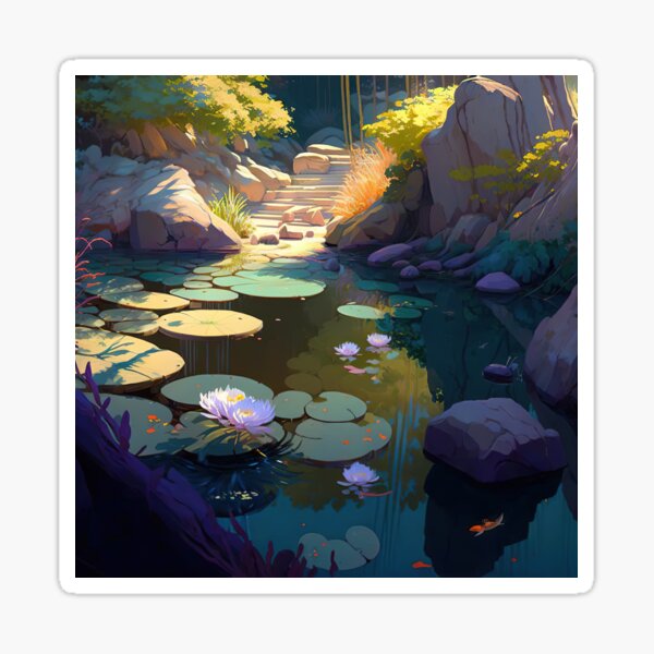 "The carp pond" Sticker for Sale by Imagier | Redbubble