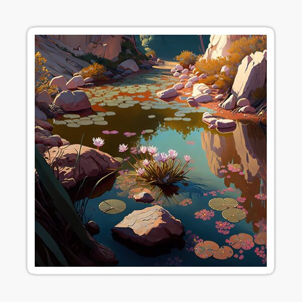 "The carp pond" Sticker for Sale by Imagier | Redbubble