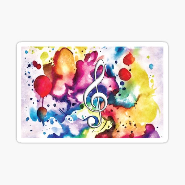 "Pop of color with treble clef" Sticker for Sale by piesdesignart ...