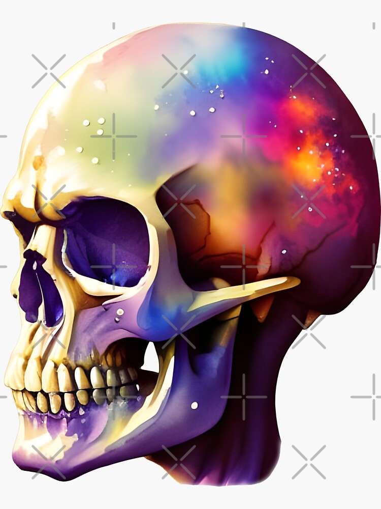 "Celestial Skull - Galaxy Brain (Watercolor)" Sticker for Sale by ...