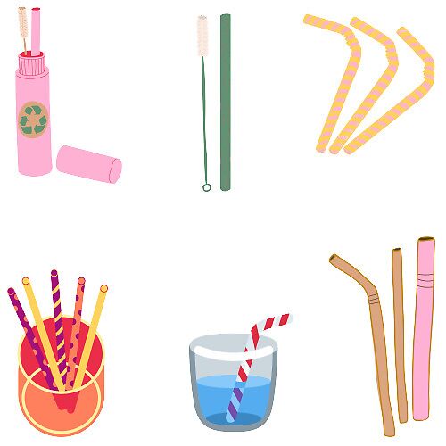 "Drinking Straws art pack" by CinderPress | Redbubble