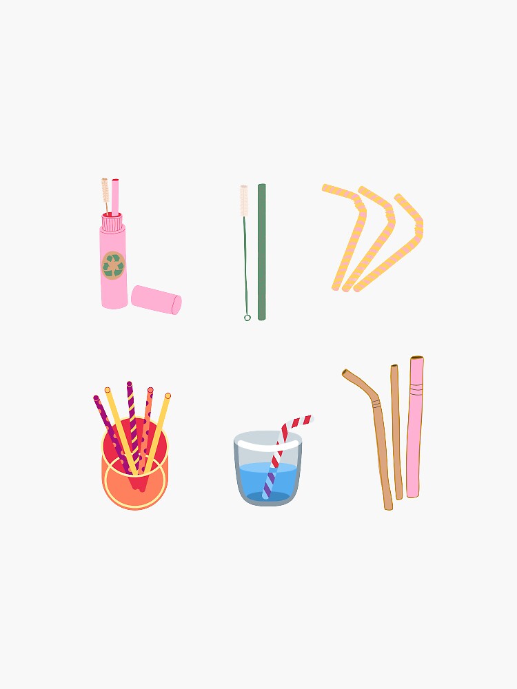 "Drinking Straws art pack" Sticker for Sale by CinderPress | Redbubble