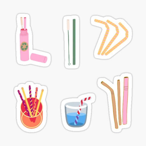 "Drinking Straws art pack" Sticker for Sale by CinderPress | Redbubble