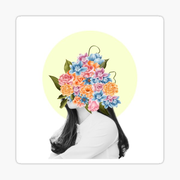 "girl and flowers" Sticker for Sale by thewizardmak | Redbubble