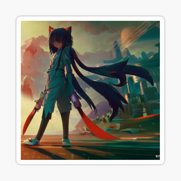 Futuristic Anime Samurai Kitsune Anime Sticker For Sale By Luceonar Redbubble