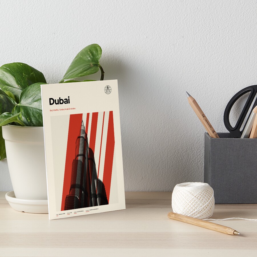 "Vintage Burj Khalifa Tower Dubai Architecture" Art Board Print for ...
