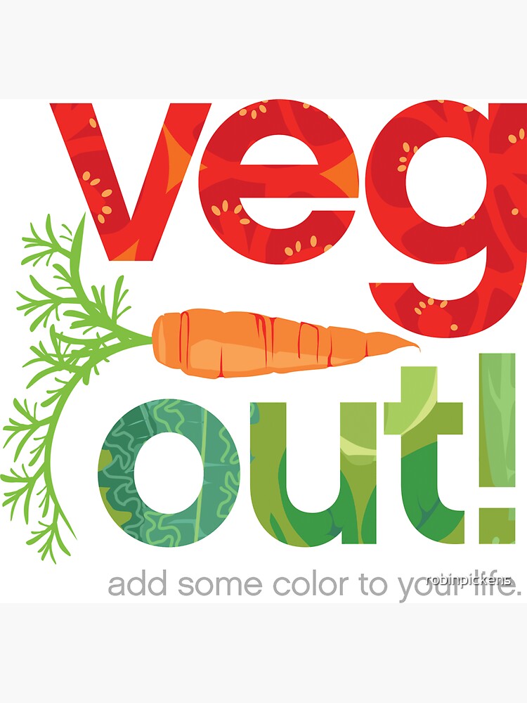 "Veg Out! veggie letters with carrot" Magnet for Sale by robinpickens ...