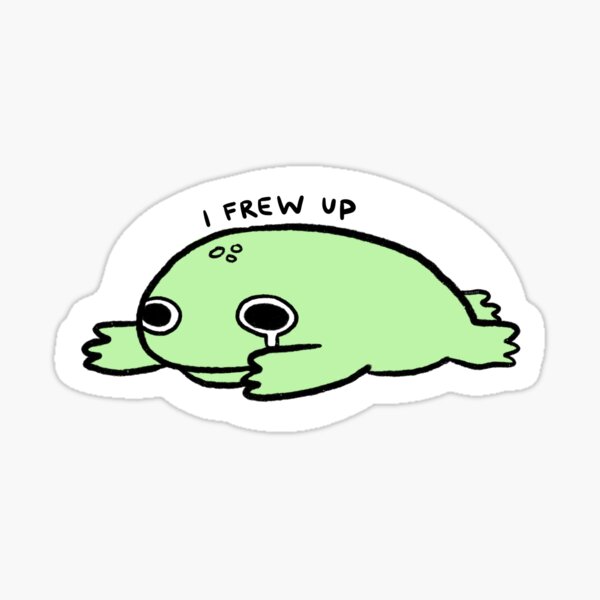 "I frew up | crying green frog " Sticker for Sale by iristocat | Redbubble