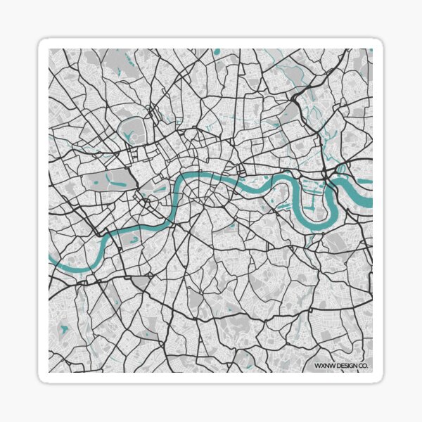 "London England UK Map - Minimal Style w/ Roads" Sticker for Sale by ...