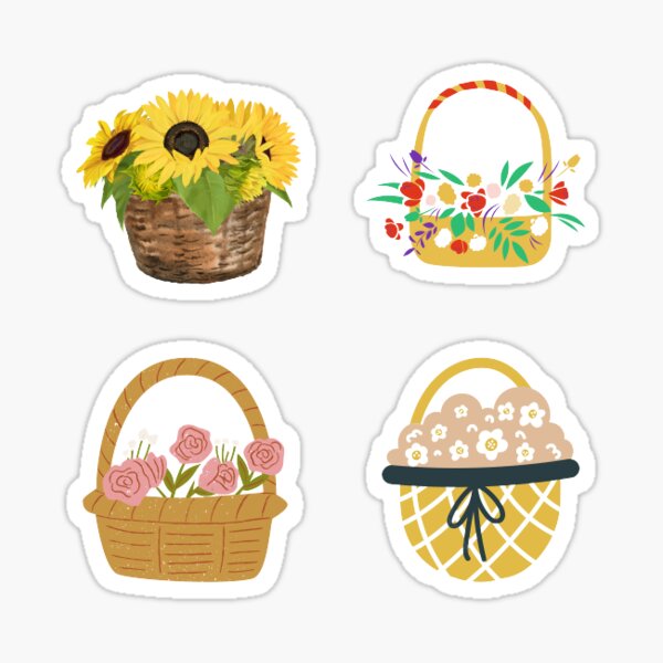 "Free Flower Baskets to give art pack" Sticker for Sale by CinderPress ...