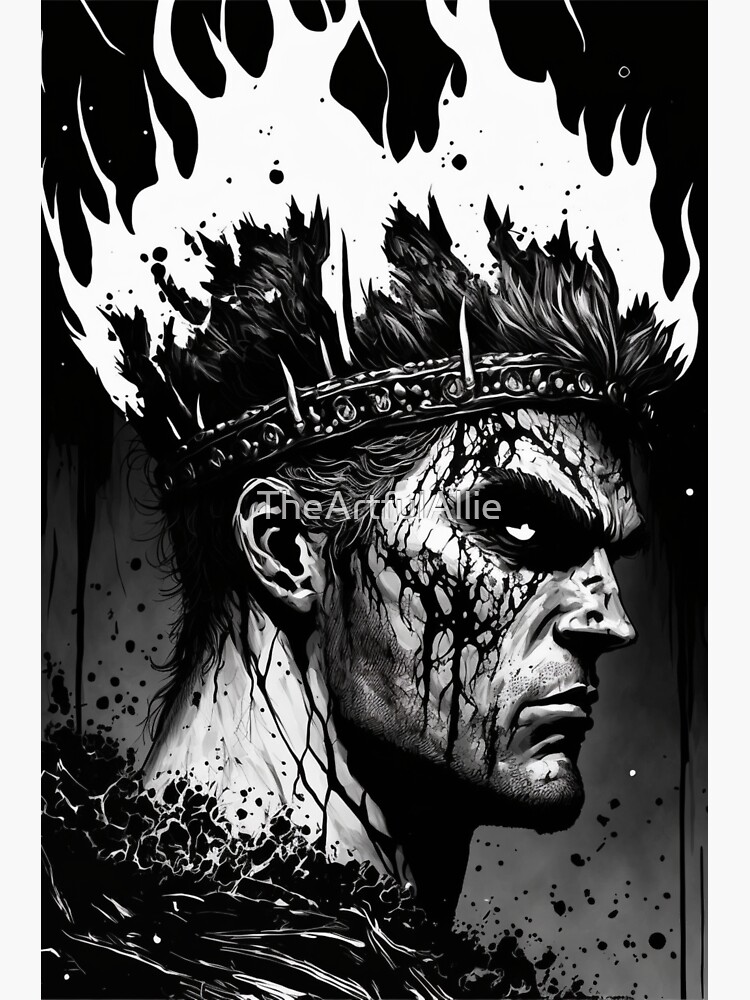 "Fierce King of Fire Illustration" Sticker for Sale by TheArtfulAllie ...