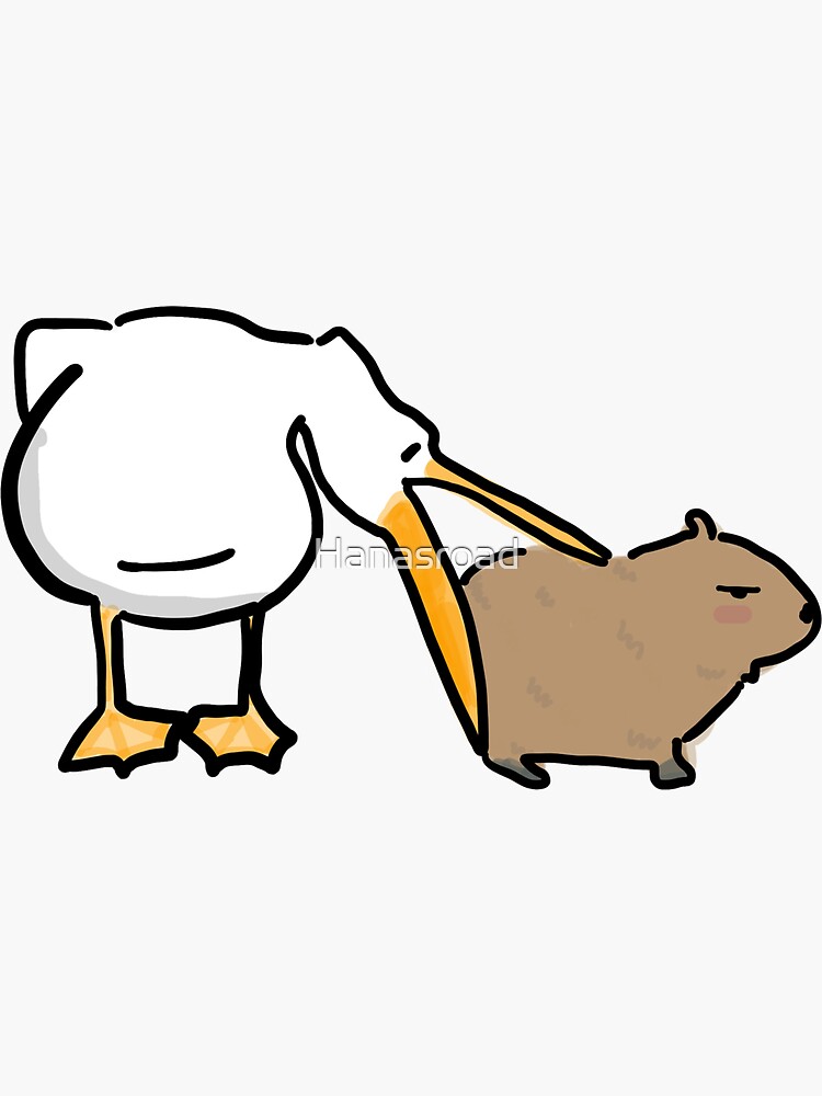 "Pelican Tries to Eat Capybara Meme" Sticker for Sale by Hanasroad ...