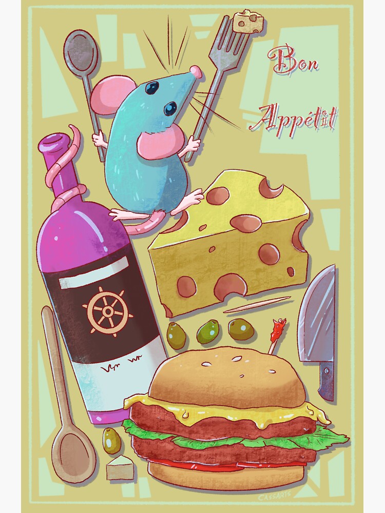 "Bon Appétit Fine Dining Mouse" Sticker for Sale by CassArtsStudio ...